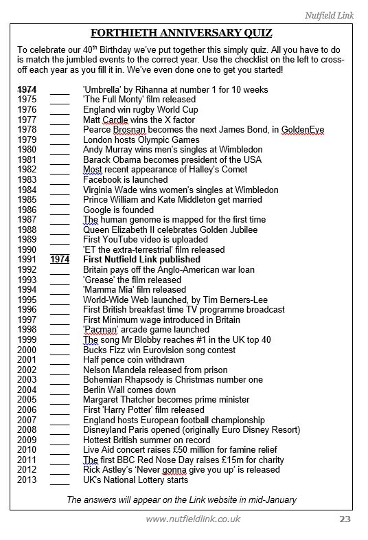 2013 Quiz of the Years - Nutfield Link